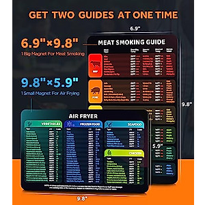 2023 Newest 2-in-1 Magnetic Meat Smoking Guide & Air Frying Guide with Temperature, Time & Wood Flavors, Useful Air Fryer & Smoker Accessories Kitchen Gadgets, Waterproof Magnet Sheet For Quick Reference