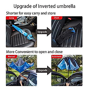 NOORNY Inverted Umbrella Double Layer Automatic Folding Reserve Umbrella Windproof UV Protection for Rain Car Travel Outdoor Men Women Purple Flower