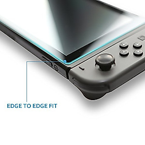 Nintendo Switch Screen Protector, TJS [Tempered Glass] [2-Piece] [Works While Docking] - 0.3mm Thickness/Bubble Free/Ultra Clear/9H Hardness/Anti-Scratch/Shatterproof/Anti-Fingerprint (Clear)