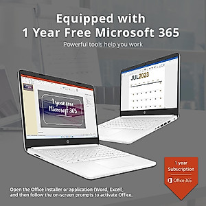 HP Stream 14" HD BrightView Laptop, Intel Celeron N4020 Processor, 16GB RAM, 64GB Storage, Intel HD Graphics, 720p Webcam, 1 Year Office 365, White, Win 11 S, 32GB Hotface USB Card