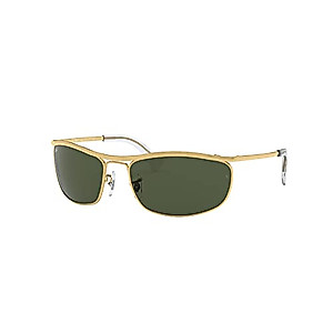Ray-Ban RB3119 Olympian Rectangular Sunglasses, Gold/G-15 Green, 62 mm