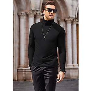 COOFANDY Men's Casual Slim Fit Turtleneck T Shirts Lightweight Basic Cotton Pullovers