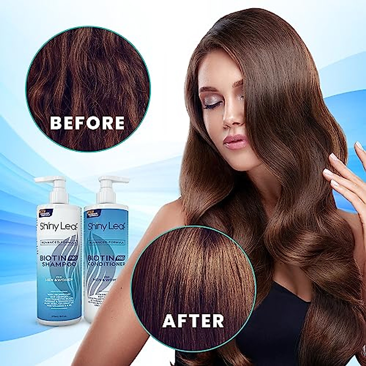 Biotin Hair Growth Shampoo And Conditioner For Women And Men With DHT Blockers, Shampoo and Conditioner For Thinning Hair and Hair Loss, Paraben Free, Sulfate Free, 16 oz. (473 ml) Bottles