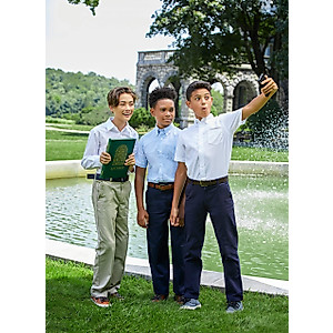 French Toast Boys' Adjustable Waist Straight Fit Stretch Twill Chino Pant, School Uniform Navy, 12