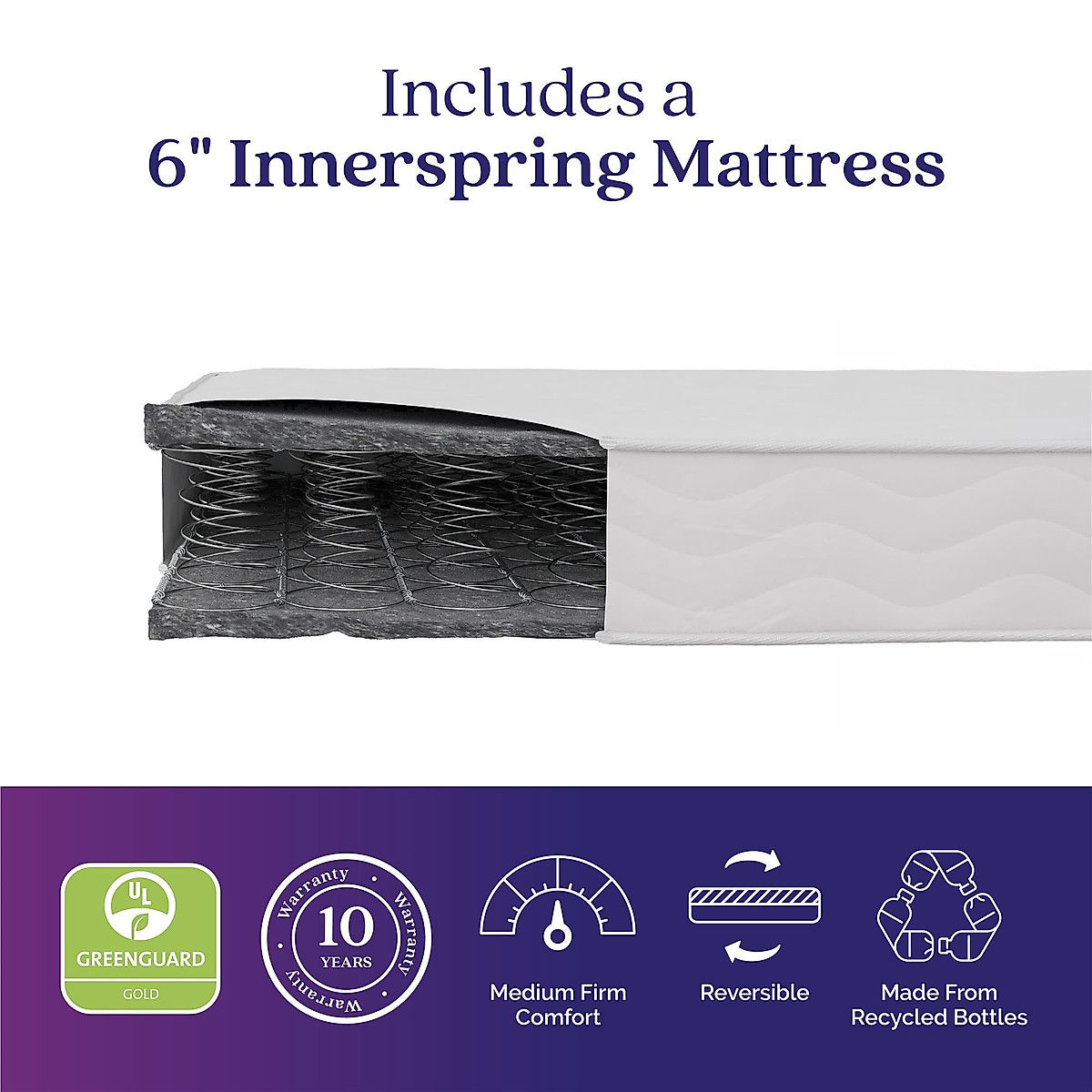 Signature Sleep Magnus Platform Bed Frame and Mattress Set, Twin, Black Oak