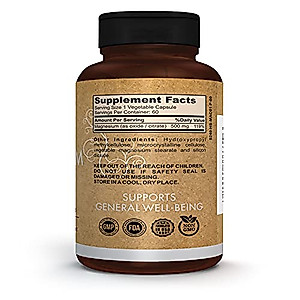 Pomona Wellness Magnesium Supplement, Extra Strength 500mg, Supports Healthy Bones, Sleep And Calm, Muscles & Teeth, Boosts Energy & Relaxation, Non-GMO, Vegan, 60 Capsules