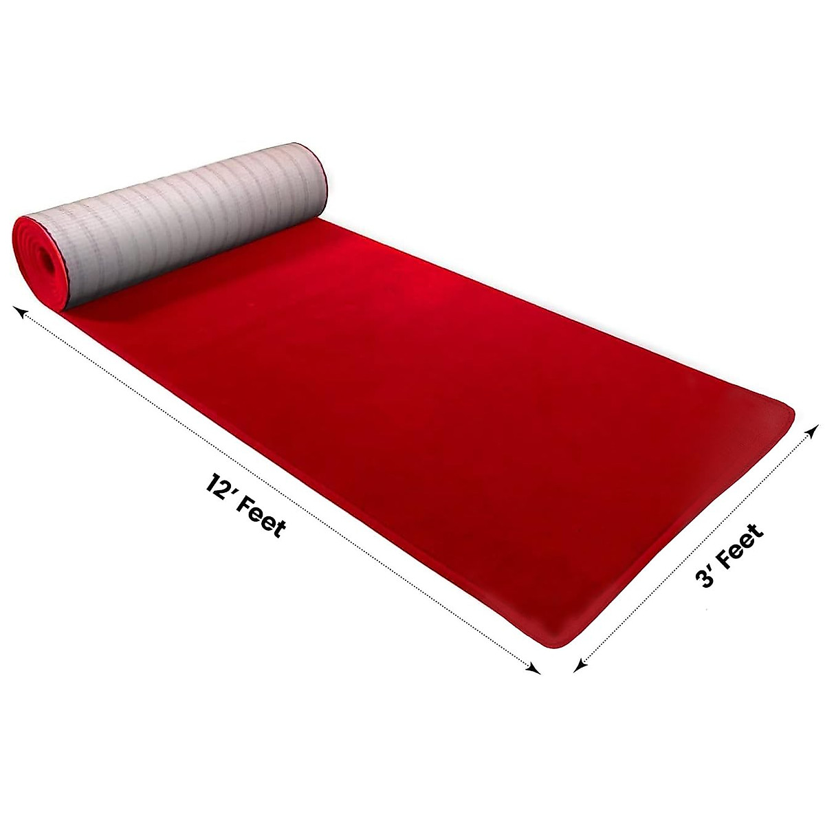 BannerBuzz Red Carpet Runner, Premium 1400 GSM Anti-Slip Aisle Runway Rug, Party Movie Theme Prom Ceremony Wedding Decorations Outdoor Indoor Events (3' W X 12' H, Red)