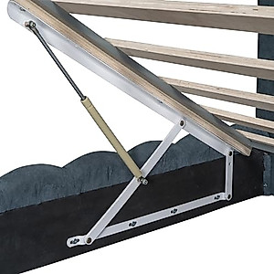 HAUSHECK Upholstered Bed Frame Queen Size with Large Underneath Storage, LED Headboard and USB Ports, Queen Floor Bed Frame w/Wooden Slats Support, Modern Platform Bed No Box Spring Needed