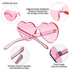 24 Pack Heart Sunglasses Rimless Heart Shaped Glasses Candy Heart Sunglasses for Women Colored Sunglasses Party Favors (Pink)