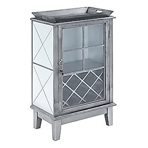Convenience Concepts Gold Coast Serving Bar, Antique Silver / Mirror