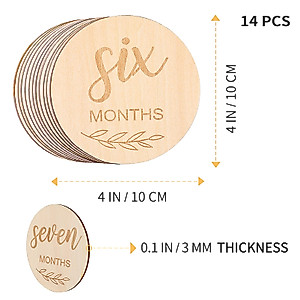 Toyvian 1 Set Baby Monthly Milestone Photo Cards, Wooden Baby Announcement Cards, Double Sided Photo Prop Milestone Discs, Pregnancy Journey Milestone Markers, Light Wood
