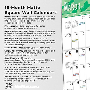Big and Bold Jumbo Grid | 2024 12 x 24 Inch Monthly Square Wall Calendar | Matte Paper and Sticker Sheet | StarGifts | Easy to See Large Font