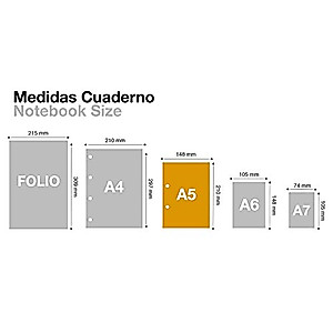 Miquelrius Medium A5 8-Subject Spiral Notebook, Graph Pages, Black (6.5" x 8")