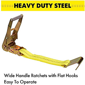 Autofonder Car Tie Down Kit Heavy Duty with Snap Hooks -Break Strength 10,000 lbs-Working Load 3333 lbs-Lasso Trailers Ratchet Straps with D-Ring 4 Axle Straps for Auto Hauling