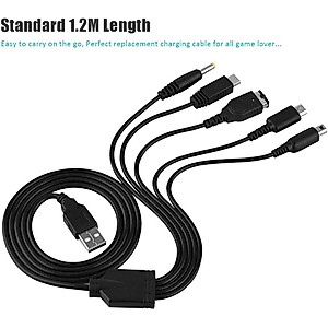 ＲＵＥＩＵＲＩ 2 Pack 5 in 1 USB Charger Cable for DS Lite/Wii U/New 3DS XL,3DS XL,2DS,Dsi XL,NDS/GBA SP(Gameboy Advance sp),PSP 1000 2000 3000