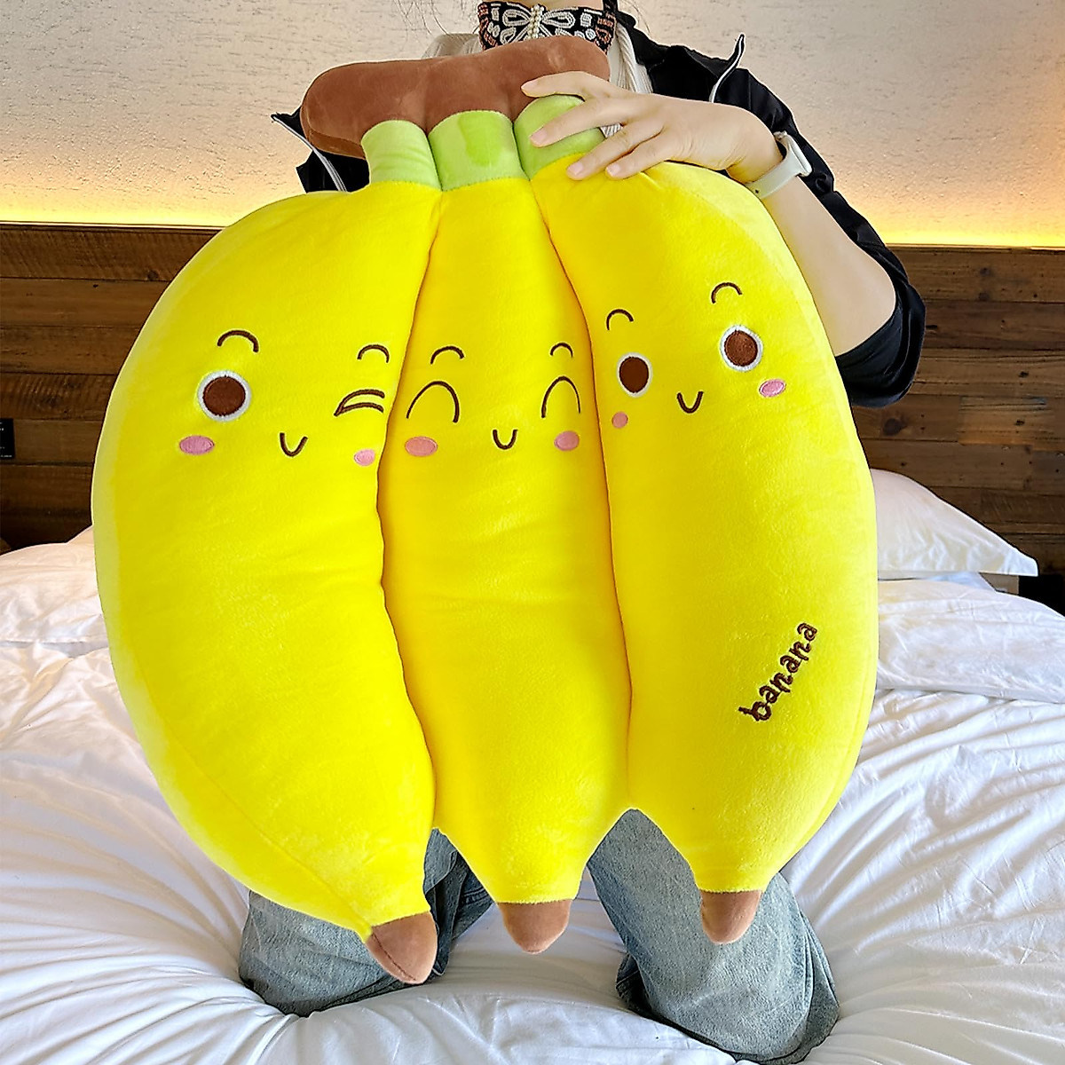 Hofun4U Giant Banana Plush Pillow - 27" Banana Stuffed Animal,Fruit Banana Plush Pillow Holiday for Girls Boys