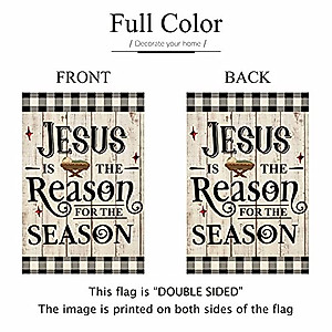 ORTIGIA Christmas Jesus is the Reason for the Season Garden Flag Vertical Double Sided 12x18inch Nativity Christmas Scene Story Yard Flag Winter Holiday Xmas Religion Outdoor Flag