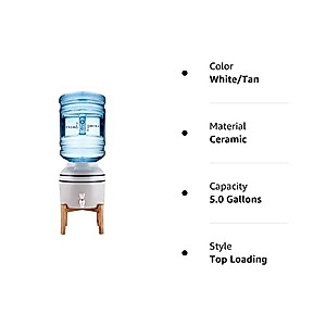 Primo Ceramic Countertop Water Jug Dispenser/Crock with Stand, Water Dispenser for 5 Gallon Bottle