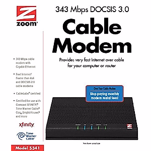 Zoom 343 Mbps DOCSIS 3.0 8X4 Cable Modem (Model 5341J)