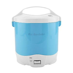 Shipenophy 24V 180W 1.6L Electric Portable Multifunctional Rice Cooker Food Steamer Multi Cooker Rice Grain Cooker for Cars Trucks (Blue)