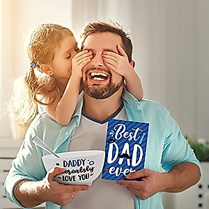 Father's Gift Dad Cereal Bowl and Cereal Killer Spoon Set with Best Dad Ever Greeting Card Set of 3 Birthday Engraved Box Basket Cerealsly Love You Daddy Christmas Present from Daughter Son Ice Cream