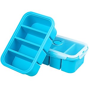 Webake 1 Cup Silicone Freezer Molds with Lids 2 Pack, Easy Release Soup Freezing Containers, Perfect for Meal Prep, Fruits, Soup, Food Storage, Broth, Leftovers