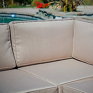 Christopher Knight Home Santa Cruz Outdoor Wicker Sectional Sofa Set with Water Resistant Cushions, 6-Pcs Set, Brown
