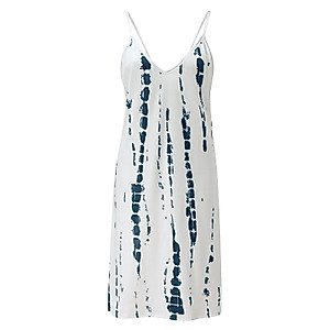 Womens Dresses Casual, Women's Summer Casual T Shirt Dresses Beach Cover Up a Line Spaghetti Strap Dress White