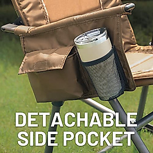 TIMBER RIDGE Padded High Back Rocker Lawn Side Pocket Portable Patio Rocking Chair for Camping Porch Yard Garden Indoor, Heavy Duty Supports 300 LBS, Brown