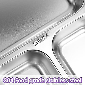 IAMGlobal Unicorn Stainless Steel Bento Box, 3 Compartments Thermal Insulation Food Storage Containers, Kids School Lunch Containers, Leakproof Lunch Box Tableware Set, Girls Food Storage(1.1L)
