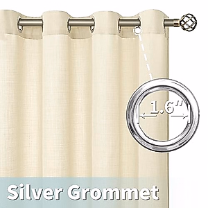 LAMIT Linen Curtains 84 Inches Long for Bedroom, Grommet Top Thick Light Filtering Drapes Privacy Semi Sheer Panels for Farmhouse/Living Room, 2 Panels Set, 52 x 84 Inch, Cream Beige