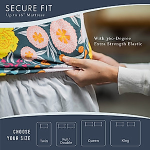 WTPDR Dark Floral Bedsheets Queen Size, Super Soft Wrinkle Resistant Bedding Set for Boho Room Décor, Premium Floral White Queen Bed Sheets for Girls, Teens and Master Bedrooms