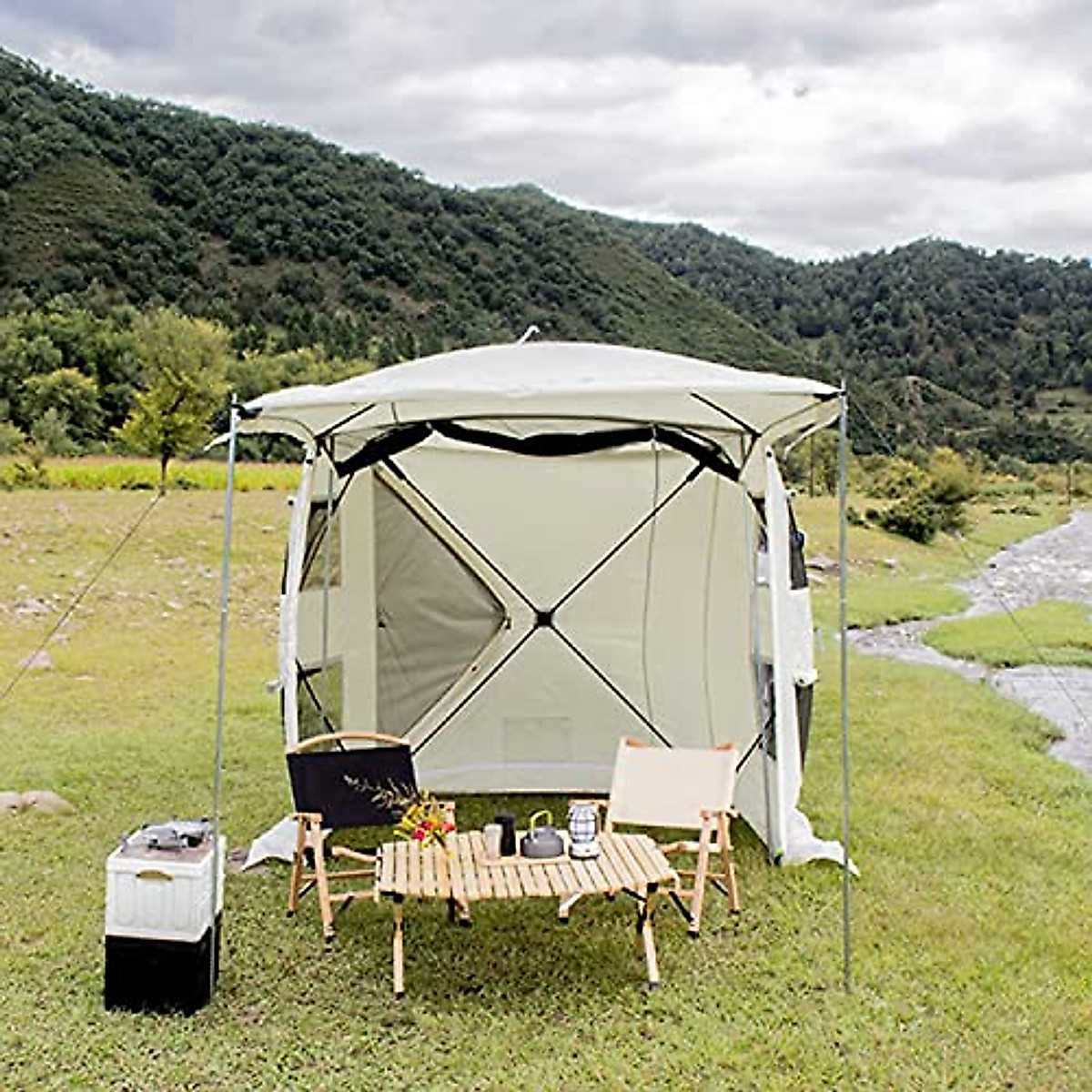 MERAXI Car Rear Tent Automatic Pop Up Tailgate Tent Rear Door Hatch Tent - SUV Trunk Tents Car Tail Tent with Big Screen & Extendable Awning