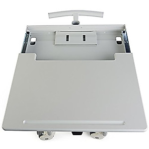 Displays2go Mobile Computer Carts, Locking Drawer, Height Adjustable, Steel, Plastic & MDF Construction – Gray (DWMDCOM)