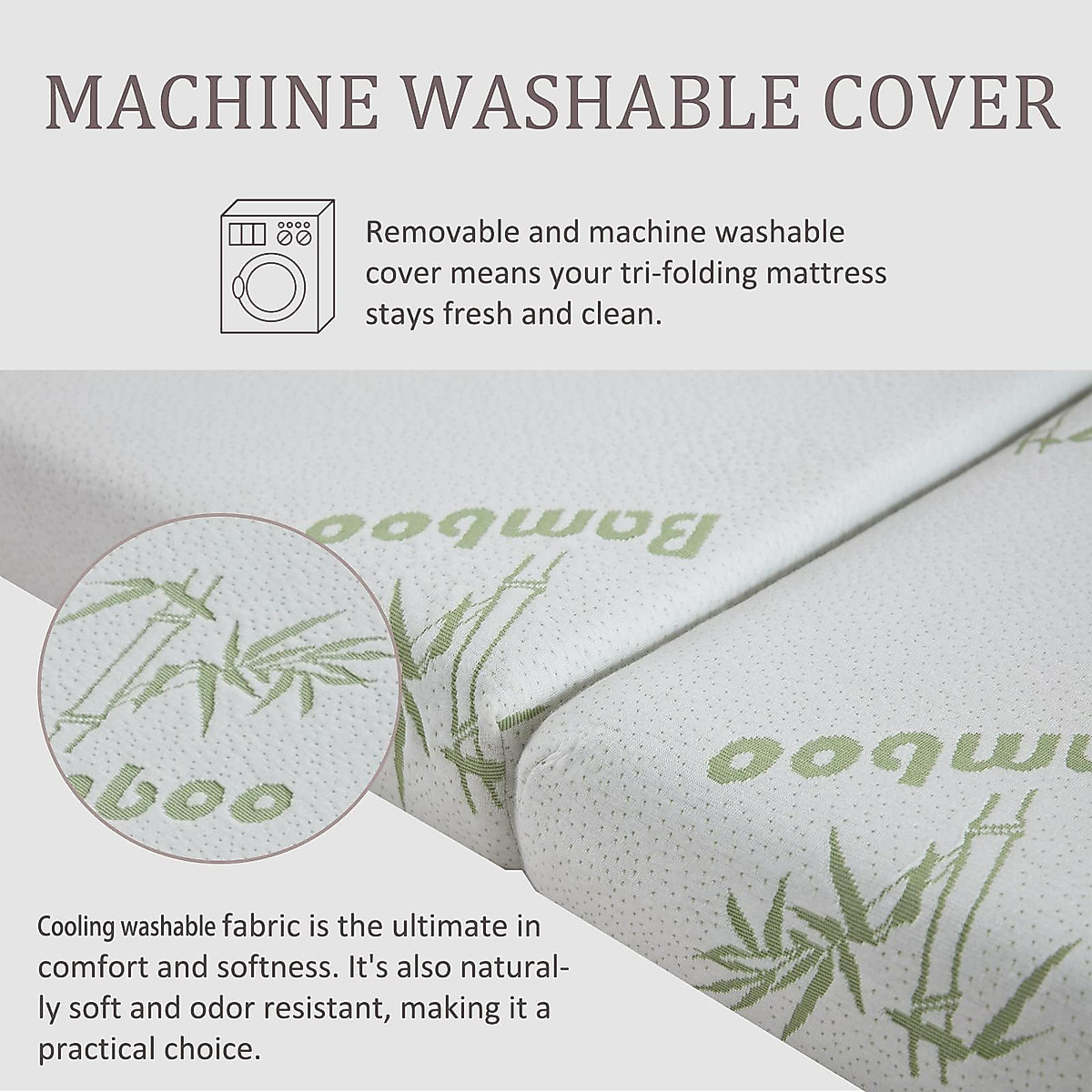 SINWEEK Memory Foam Folding Mattress Twin with Storage Bag, 4 Inch Foldable Mattress Trifold Mattress Topper, CertiPUR-US Certified Floor Mattress Guest Bed with Cooling Cover &Waterproof Lining