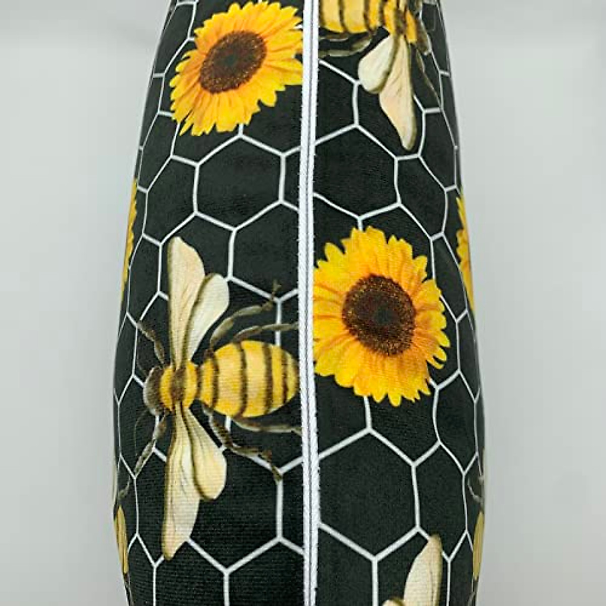 Deco4URLife Sunflower Bee on Black Honeycomb Background Set of 2 Throw Pillow Covers with Hidden Zipper, Square 18X18 inch/45x45 cm Cushion Covers for Outdoor Indoor Decor, Double-Sided Printed