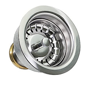 Highcraft 9754 Kitchen Sink (3-1/2 Inch) Stainless Steel Drain Assembly With Strainer Basket and Snaplock Stopper Long Extended Shank (3-3/4 Inch), 1 Count (Pack of 1)