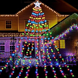 Vohuf Brighten Your Space with Colorful 350 LED Star Christmas Lights: Easy Outdoor and Indoor Installation, Waterproof Festive Garden Glow (12.5FT)