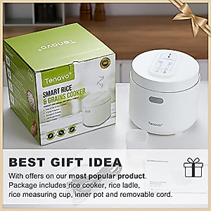 Tenavo Small Rice Cooker 3 Cups Uncooked,1.6L Rice Cooker Small, Portable Rice Cooker Small for 2-4 People, Mini Rice Cooker, Multi-cooker for Brown Rice, White Rice, Quinoa, Steel Cut Oats, and Grains, Touch Control, 400W, White