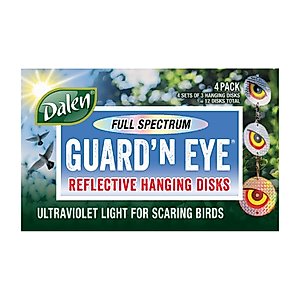 Dalen Guard'n Eyes Full Spectrum Reflective Hanging Disks - Reflects Ultraviolet Light for Scaring Birds - 4 Pack