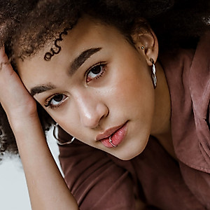 Jovivi 2 pairs 16g Stainless Steel Fake Lip Ear Nose Stud Ring Clip On Cartilage Non Piercing Rings Hoop Gothic