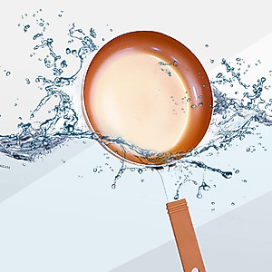 SHINEURI 3 Pieces Mini Copper Pot with Lid, Nonstick Pan Ceramic Pot Small Copper Pan Nonstick Pot with Lid, Ceramic Pan Small Pot and Pan Min Pot and Pan Set - 6 1/2 inch Fry Pan & 3qt Pot with Lid