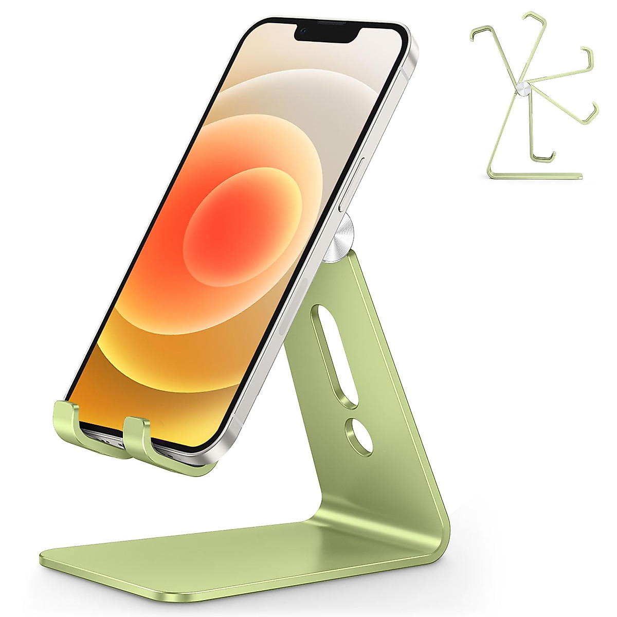 OMOTON Adjustable Cell Phone Stand, C2 Aluminum Desktop Phone Holder Dock Compatible with iPhone 15 14 13 Xs XR 8 Plus 7 6, Samsung Galaxy, Google Pixel, Android Phones