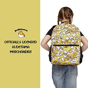 Fast Forward Gudetama Lazy Egg Allover Backpack - Gudetama Lazy Egg Iconic Backpack - Officially Licensed Gudetama School Bookbag (Yellow)
