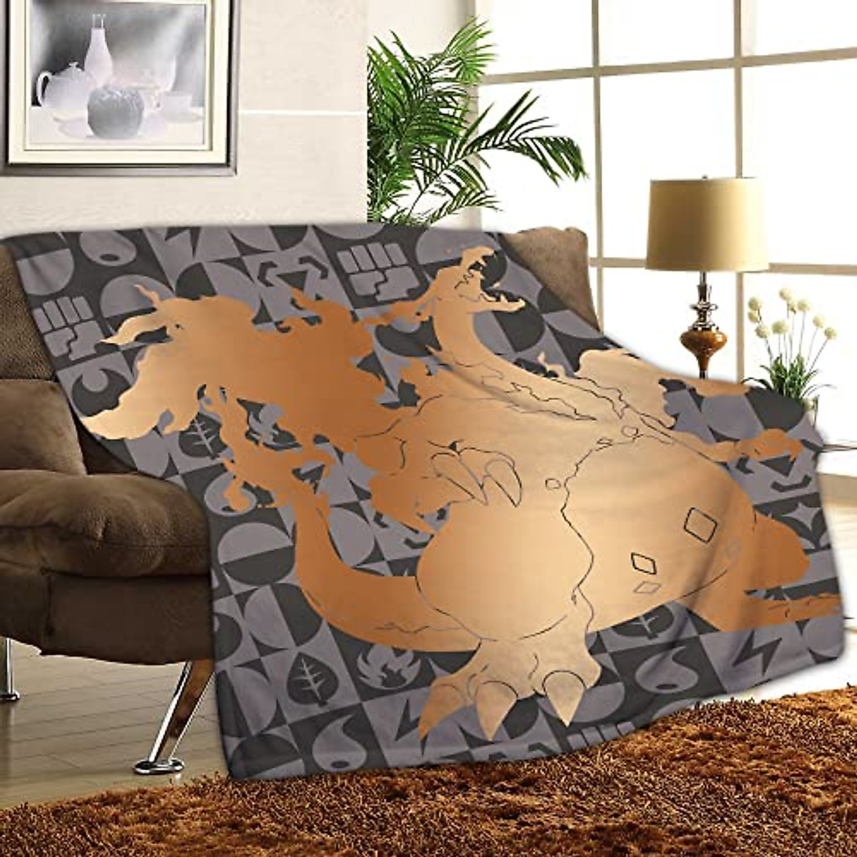 Fluffy Cozy Fleece Blanket with Vibrant Colors and Cute Design, Soft and Warm Throw Blanket for Couch Sofa Office - 50x60 Inches