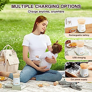 Bottle Warmer, Portable Bottle Warmer for Travel with 4 Adapters, Rechargeable Fast Heating Baby Bottle Warmer with Precise Temperature Selection for Baby Breastmilk, Water, Formula