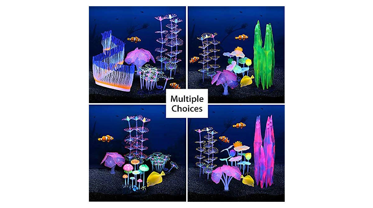 Glow Fish Tank Plants Kit by Filhome - 4 Pcs