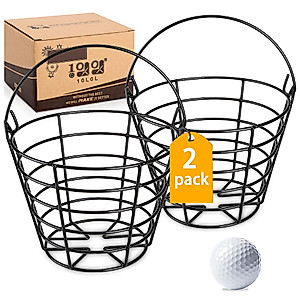 10L0L Golf Ball Baskets Metal Range 2 Pack, Golf Ball Bucket with Handle, Golfball Container, Holds 50 Balls x 2 (Golf Balls are Excluded)
