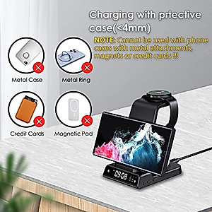 Wireless Charger for Samsung S23 Ultra, Samsung Charging Station with Clock for Samsung S23+/S22 Ultra/S22/Z Fold 4/Z Flip 4, Samsung Watch Charger for Galaxy Watch 5/5 Pro/4/3/Active 2, Galaxy Buds 2