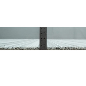 Artisan's Arc Striped Flatwoven Scandinavian Hand Made Blended Wool Area Rug, White, Silver and Gray, 8X10 | KE3810